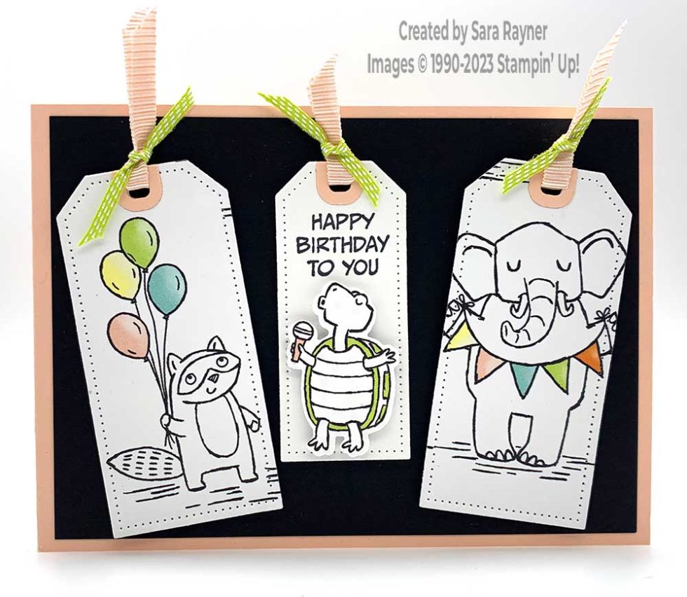 Tutorial for duo ribbon tag birthday card - Sara's crafting and ...
